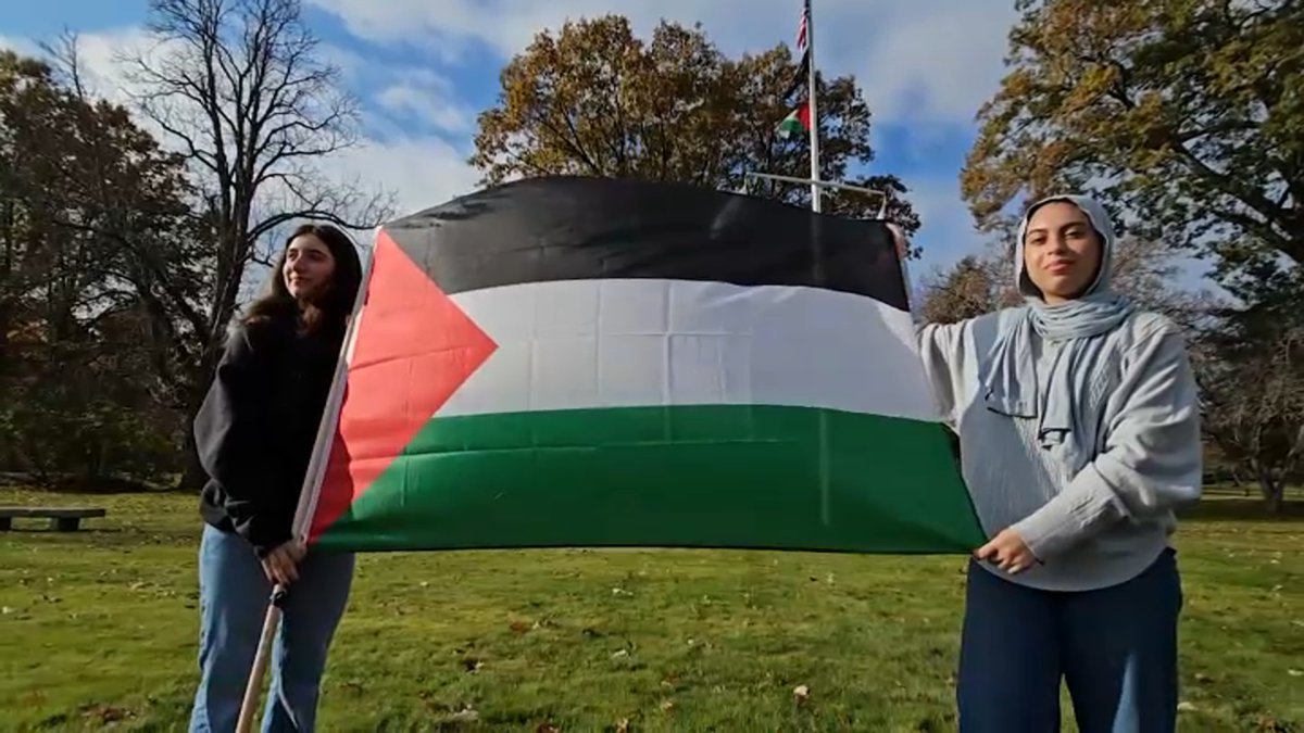 Bandera palestina ondea en espacio común del norte de Andover ...